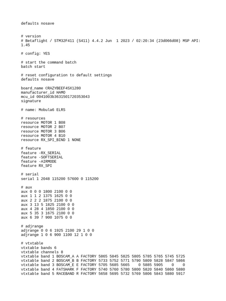 BTFL Cli Backup Mobula6 ELRS 20230704 082151 | PDF | Computing | Software