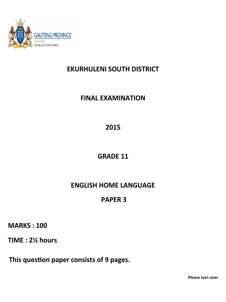 Eng GR 11 HL P3 ES 2015 QP | PDF