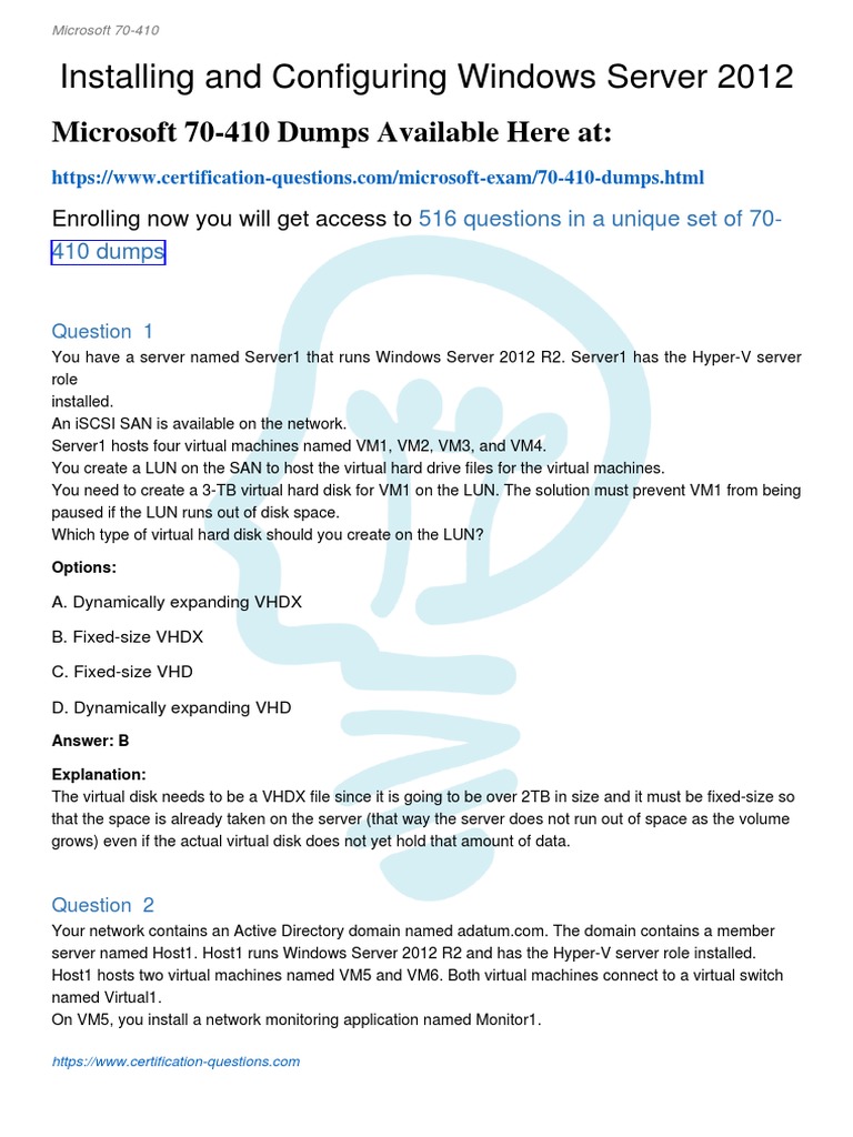 70 410 PDF | PDF | Hyper V | Active Directory