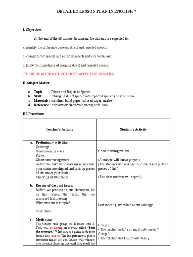 LPDIRECTANDREPORTEDSPEECH | PDF | Language Arts & Discipline
