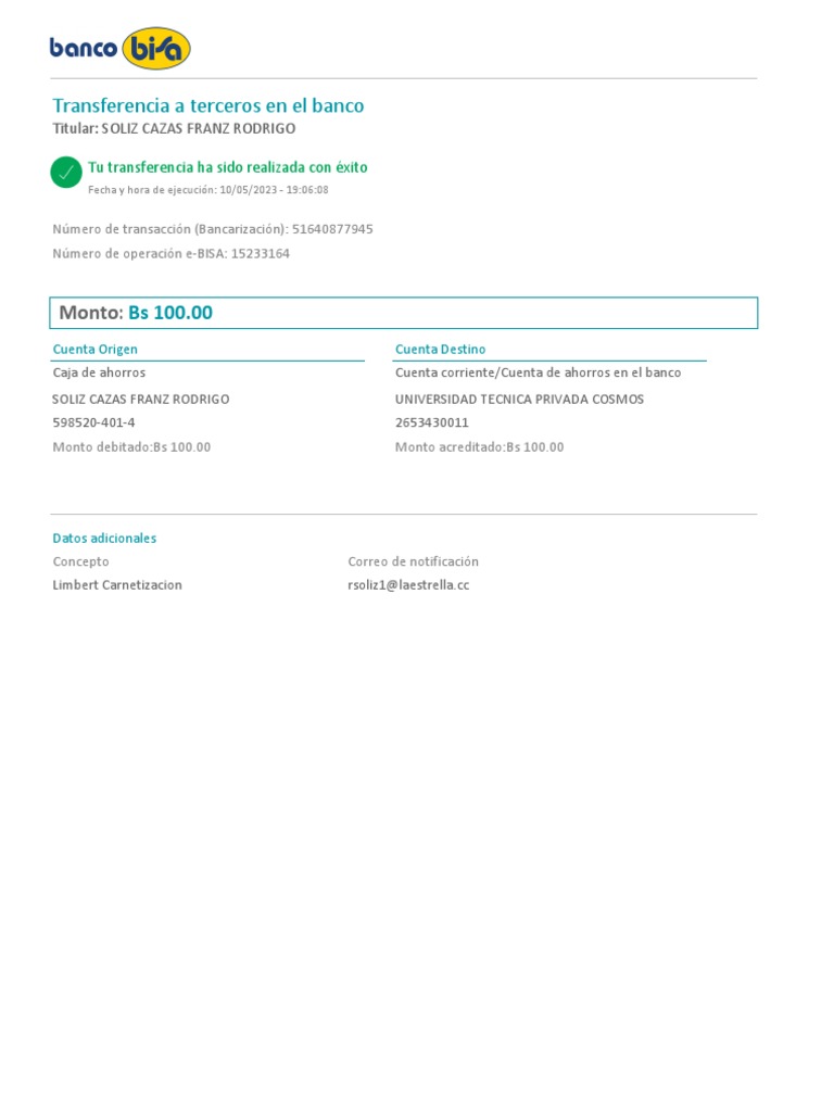 Comprobante Transferencia | PDF