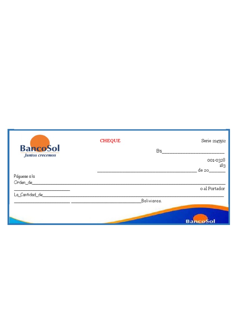 Modelo de Cheque en Blanco Bolivia | PDF