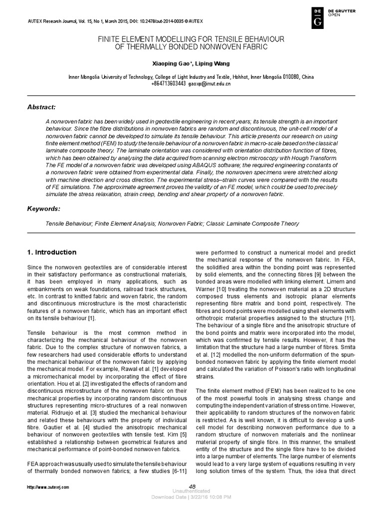 Finite Element Modelling For Tensile Behaviour Of Pdf Youngs