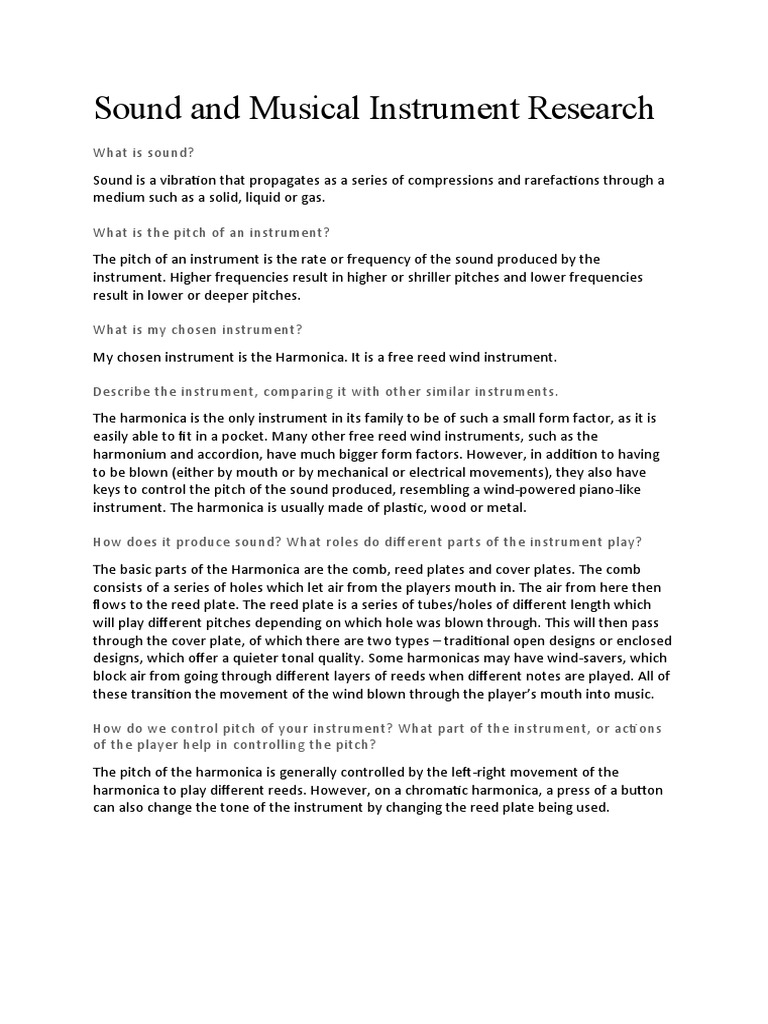 Sound and Musical Instrument Research | PDF | Harmonica | Sound