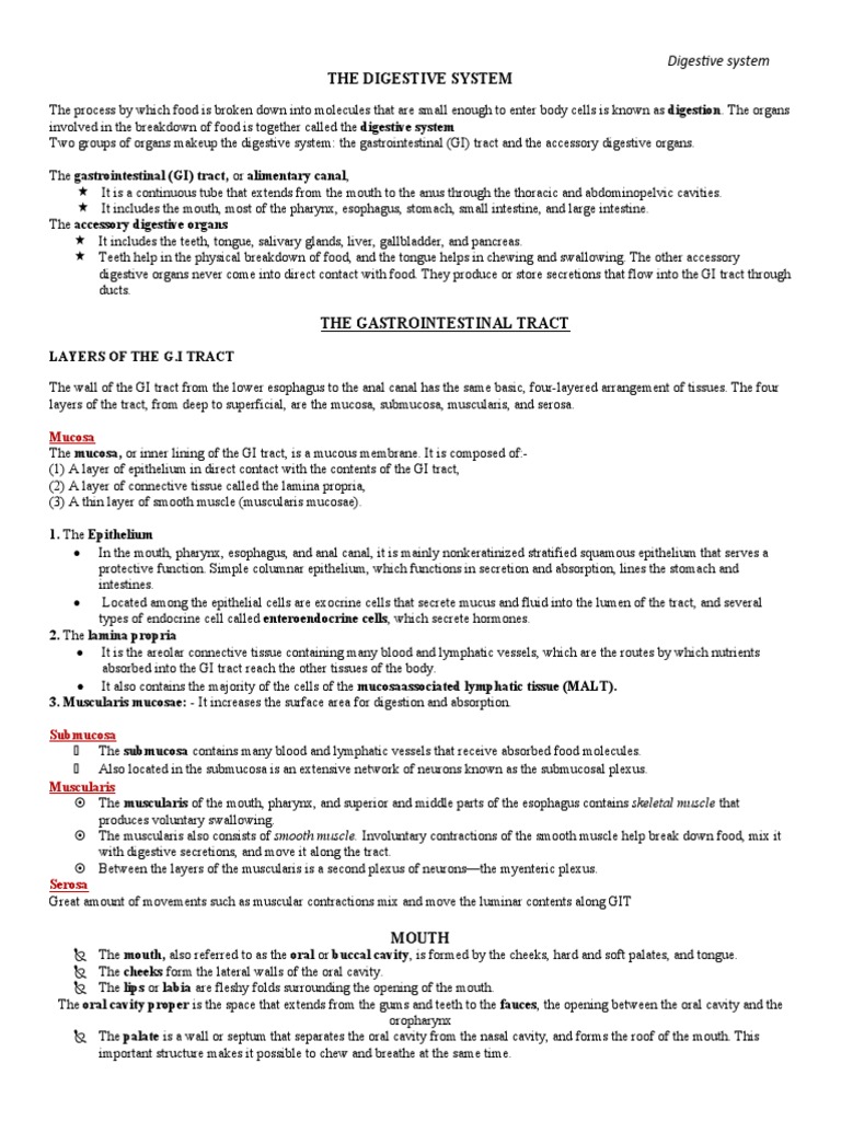 DIGESTIVE SYSTEM | PDF