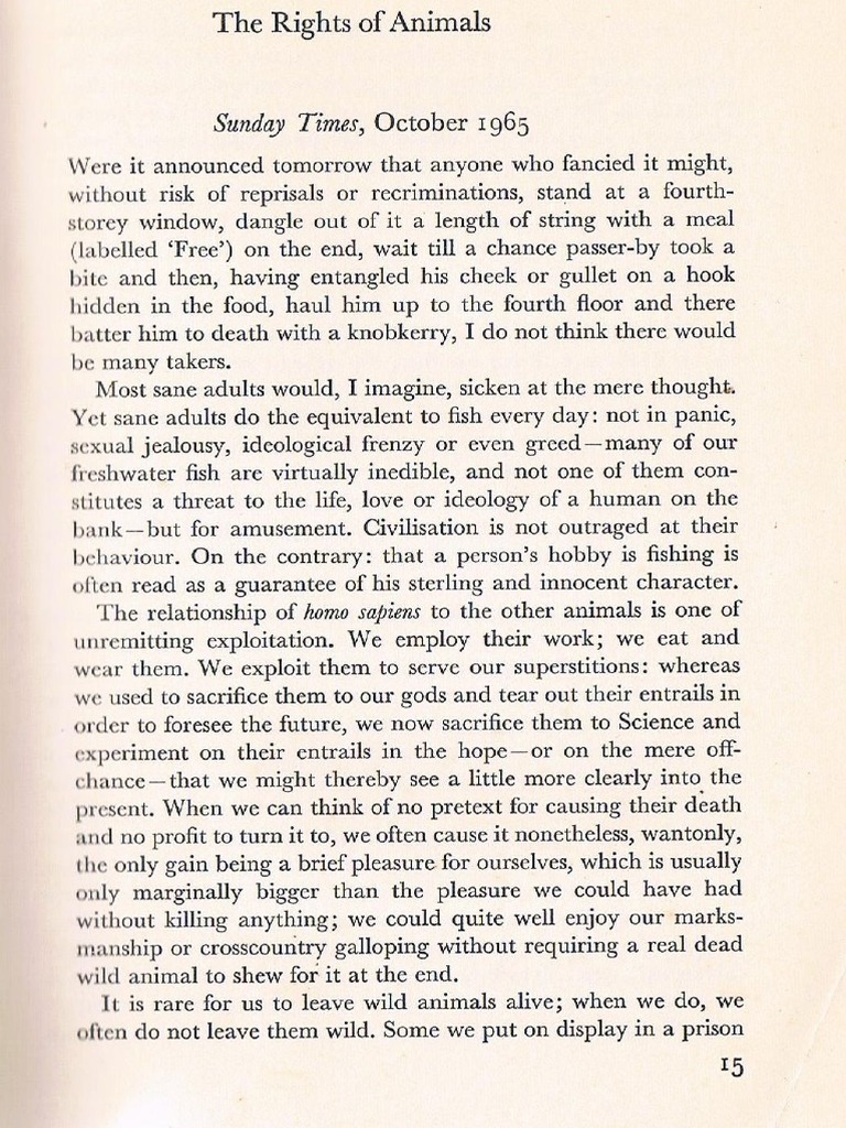 Brigid Brophy - The Rights of Animals | PDF