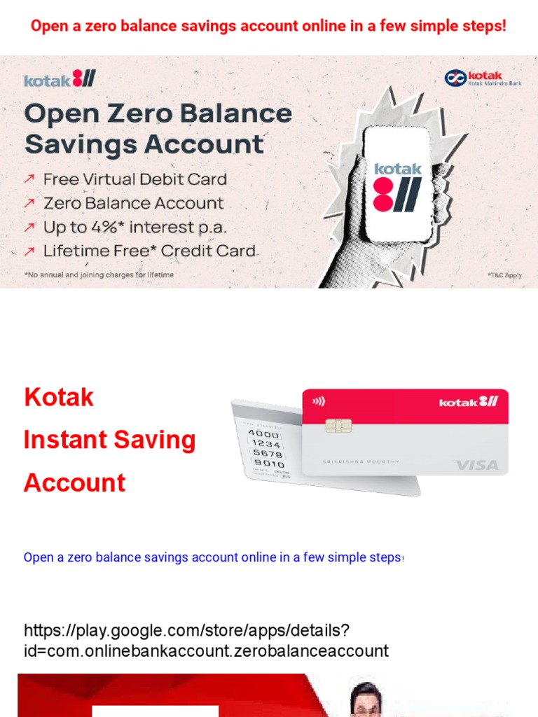 Kotak Instant Saving Account | PDF