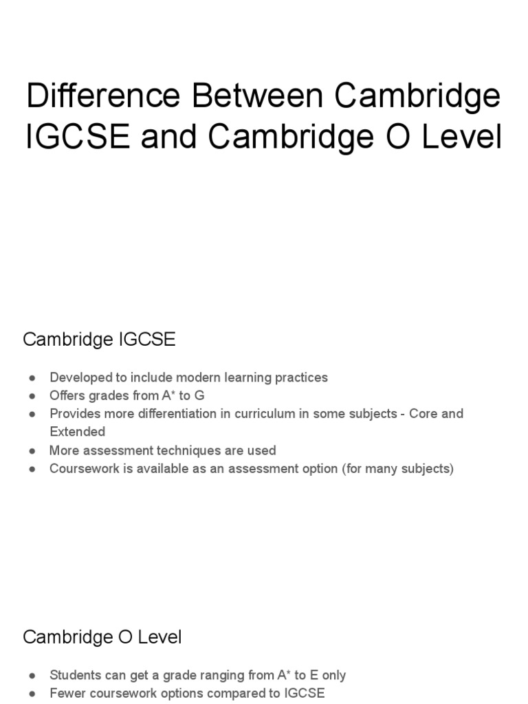 Difference Between Cambridge IGCSE and Cambridge O Level | PDF | Computers