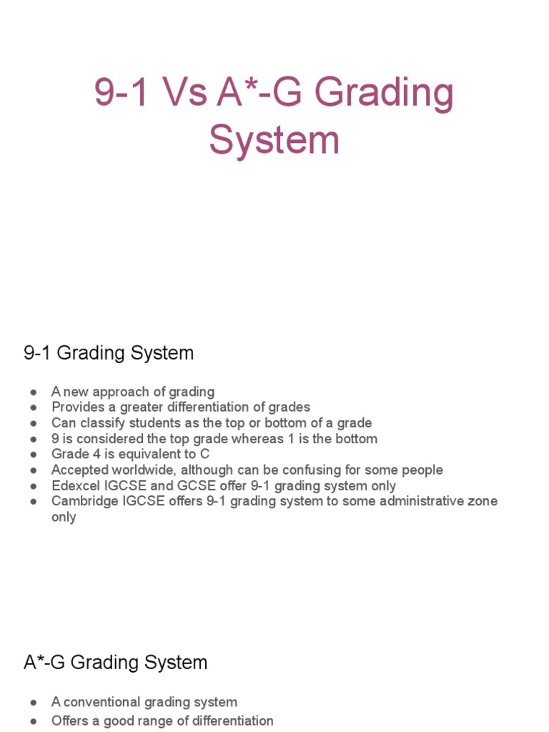 9-1 Vs A Star-G Grading System | PDF