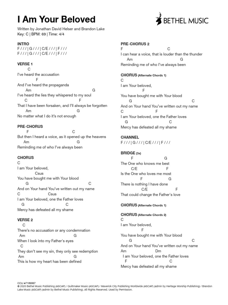 I Am Your Beloved: Lyrics & Chords | PDF | Song Structure