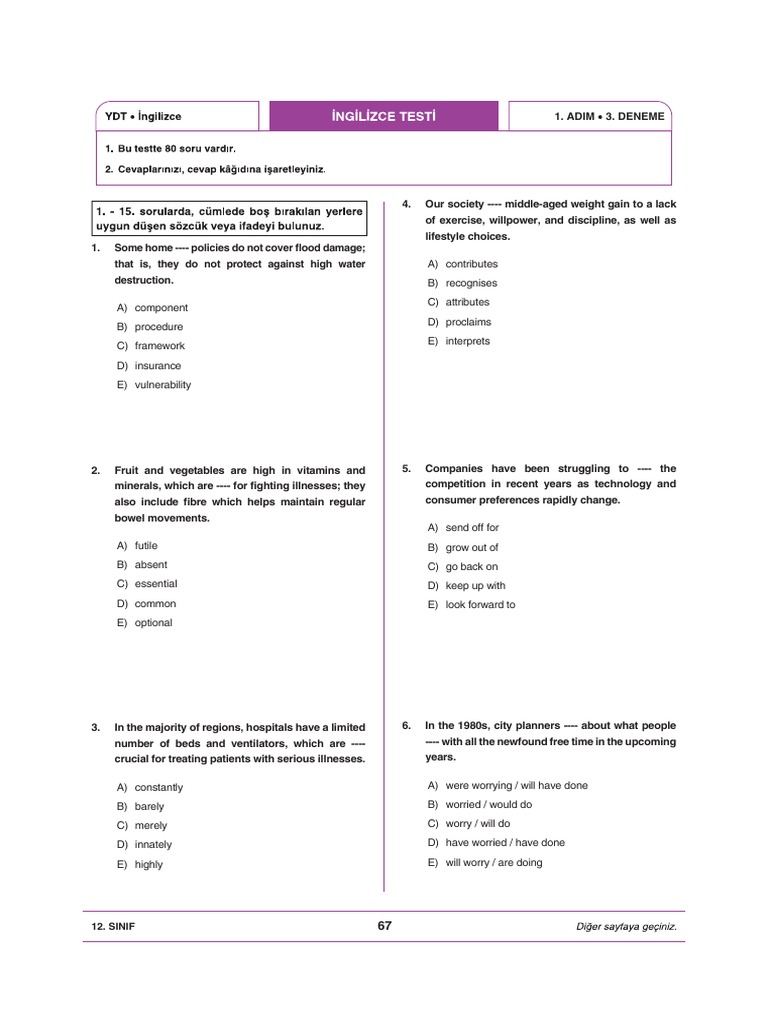 Ydt Deneme 3-4 | PDF | Sherlock Holmes | Alphabet