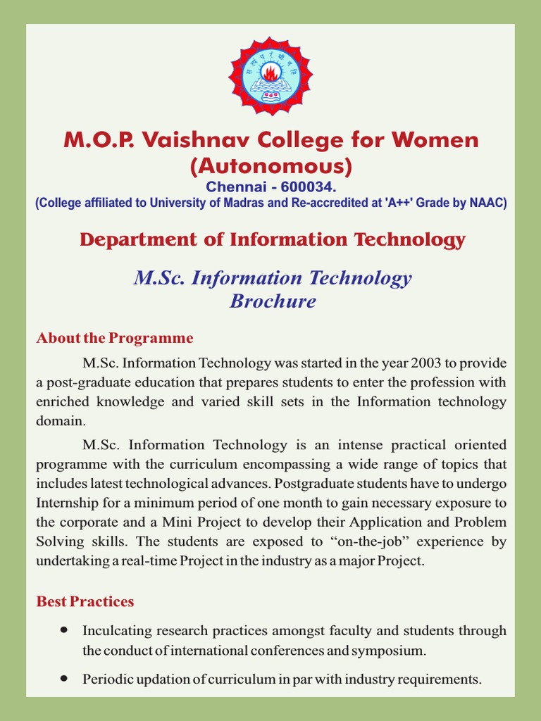 M.O.P. Vaishnav College For Women (Autonomous) : Department of Information Technology | Download ...