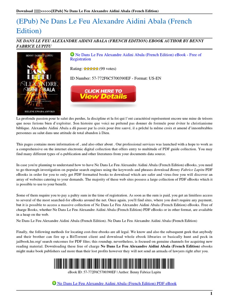 Ne Dans Le Feu Alexandre Aidini Abala French Edition | PDF | Amazon ...