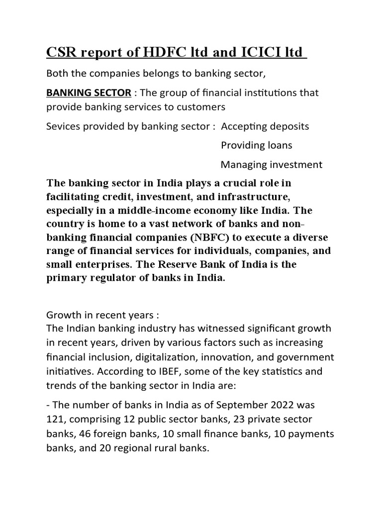 CSR Report of HDFC LTD and ICICI LTD | PDF | Finance & Money Management