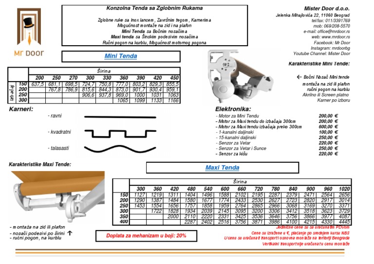 Cenovnik Tendi Sa Zglobnim Rukama-PxxY | PDF