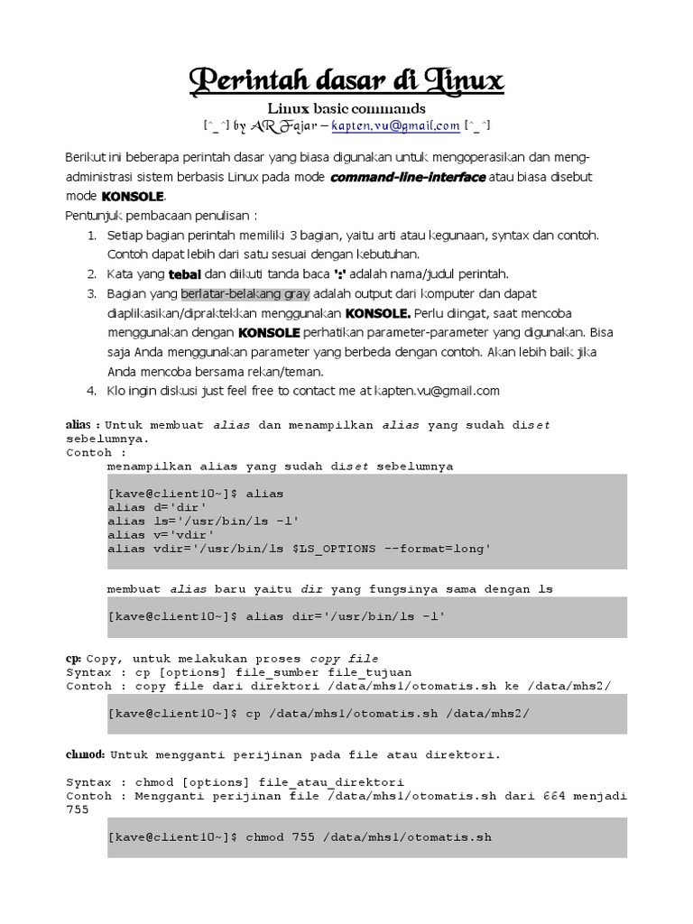 Linux Basic Commands (Bahasa) | PDF | Teknologi & Rekayasa