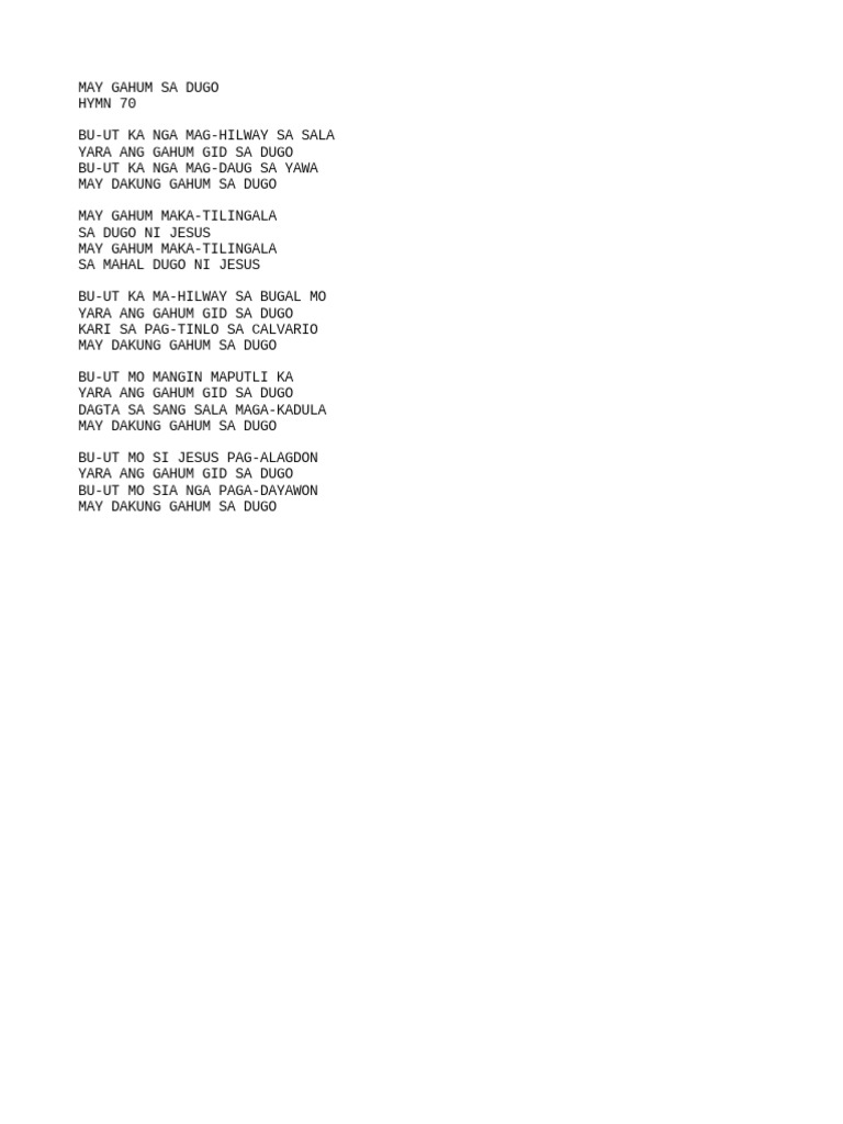 Hymn 70 - May Gahum Sa Dugo | PDF