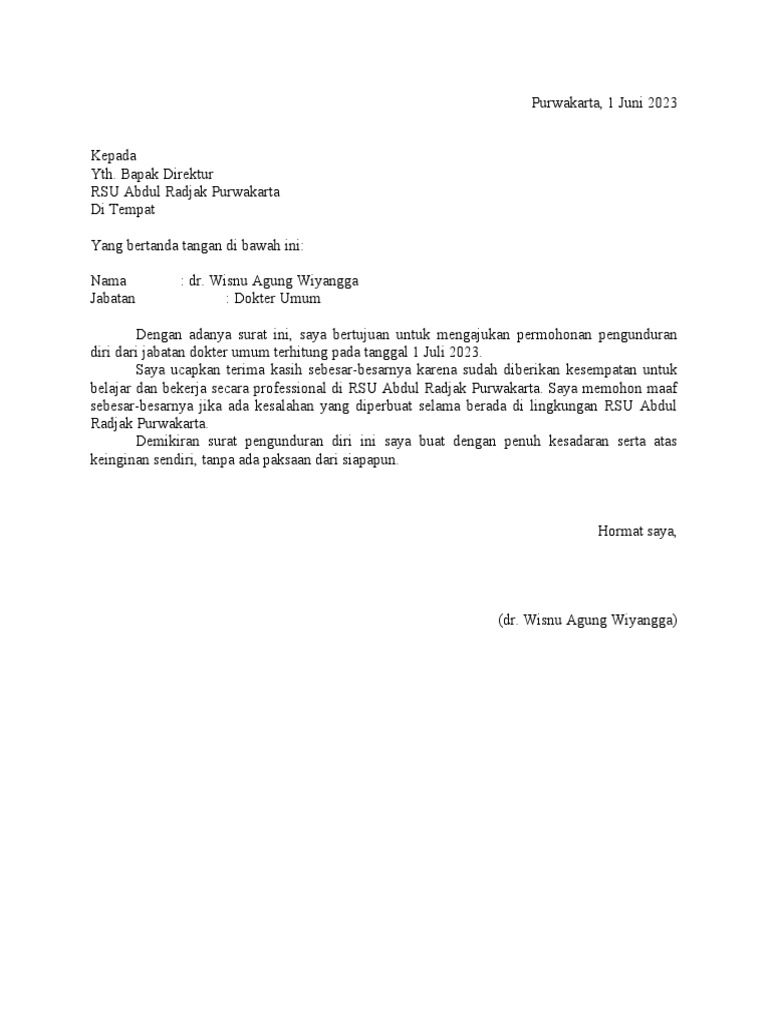 Contoh Surat Resign | PDF