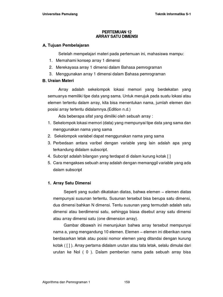 TPL0022 - 12 - Array Satu Dimensi | PDF