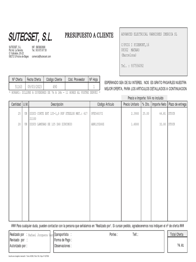 Oferta Discos AEV | PDF