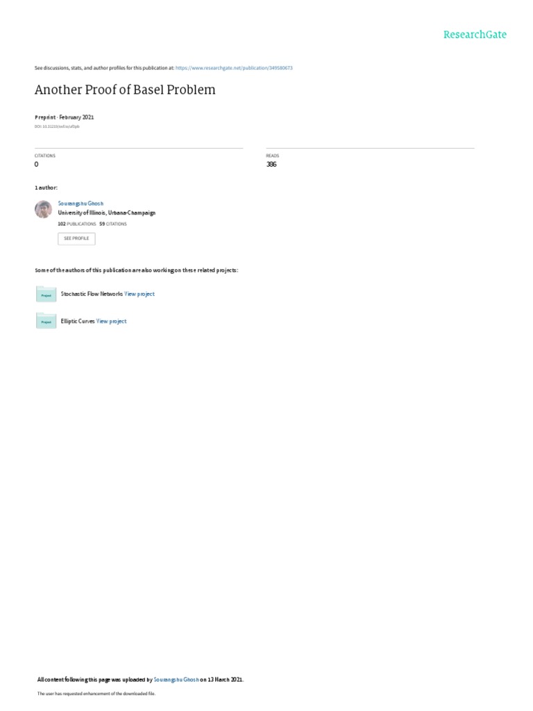 Another Solution To Basel Problem3 | PDF | Mathematical Concepts | Analysis