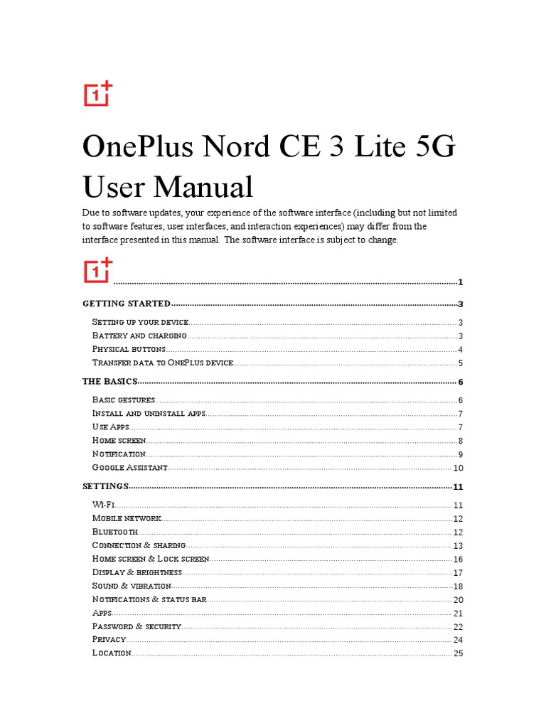 OnePlus Nord CE 3 Lite 5G User Manual en | PDF