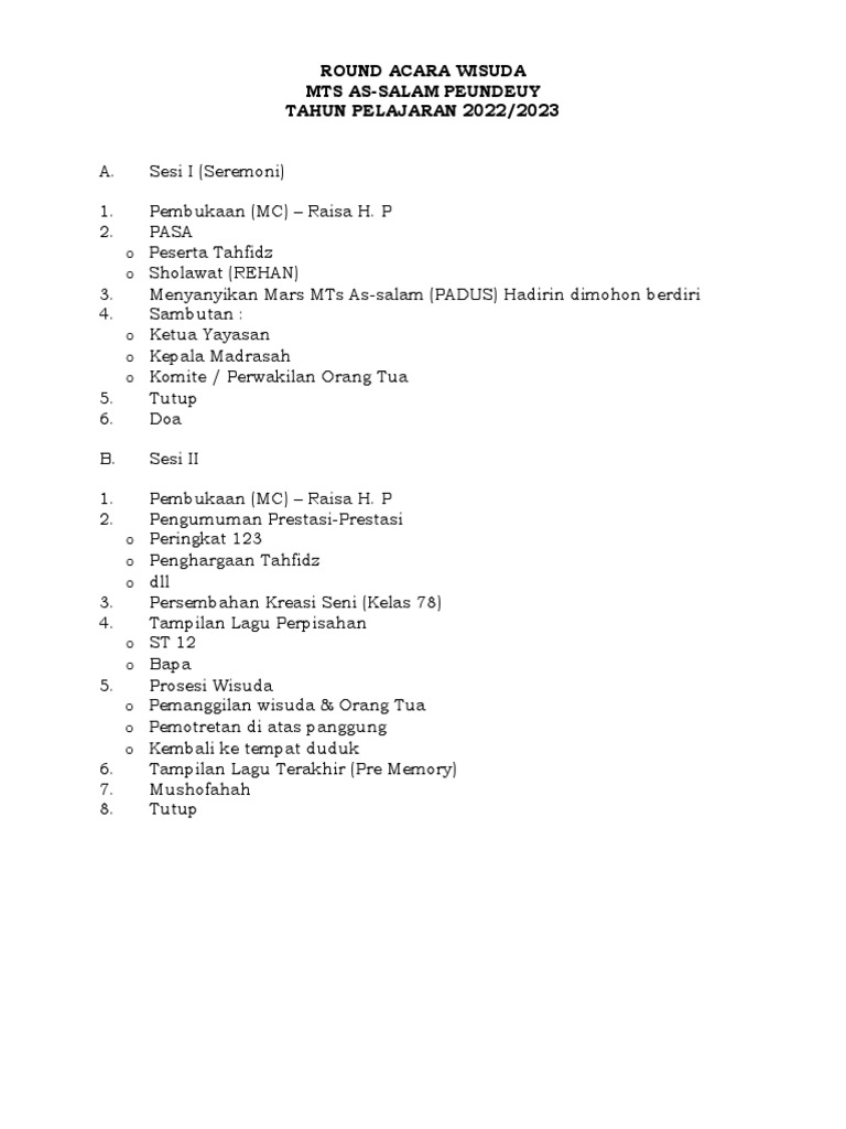 Round Acara Wisuda | PDF | Seni