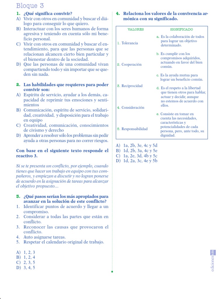 Examen De Formacion Civica Y Etica Primero De Secundaria Pdf