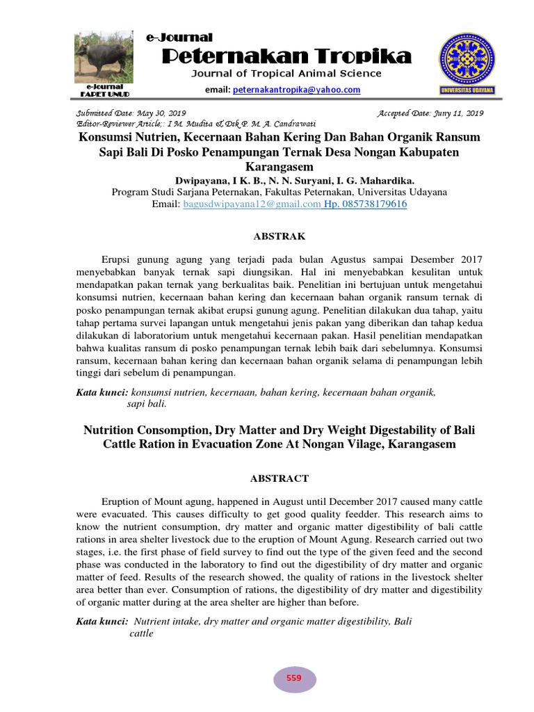 Peternakan Tropika: E-Journal | PDF