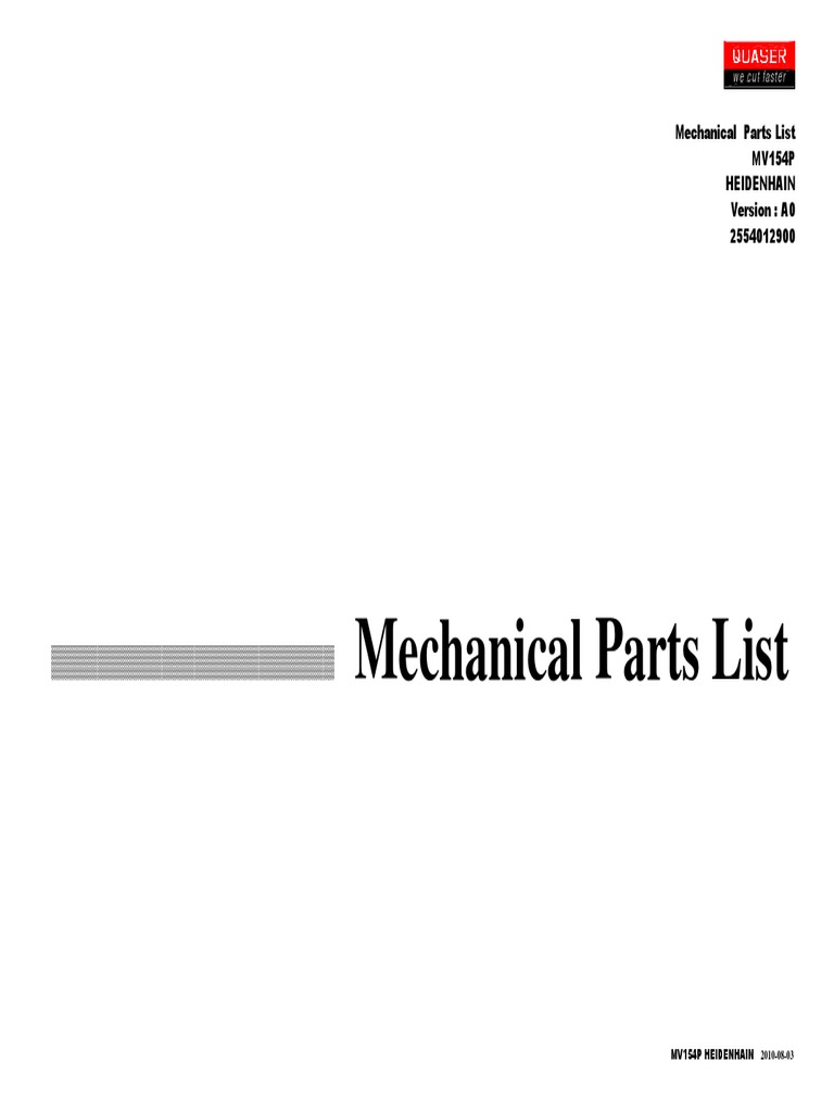 Mechanical Parts List - MV154P ITNC530 (2554012900) | PDF