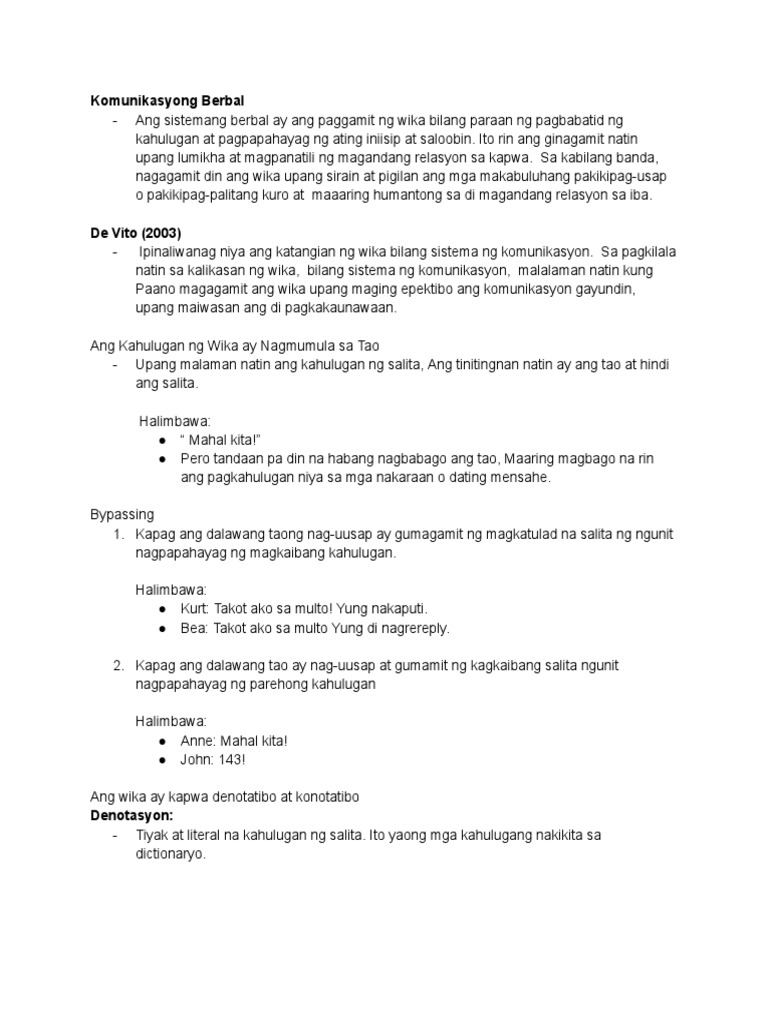 Komunikasyong Berbal | PDF