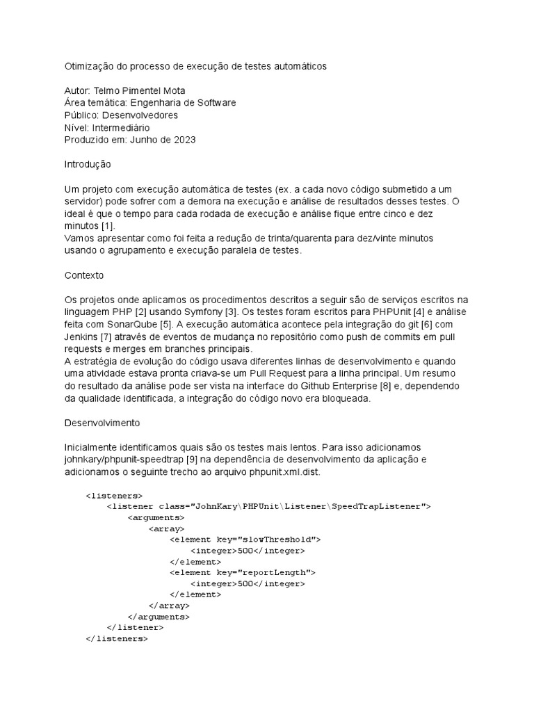 Otimização Do Processo de Execução de Testes Automáticos (Phpunit ... Otimização Do Processo de Execução de Testes Automáticos (Phpunit ...