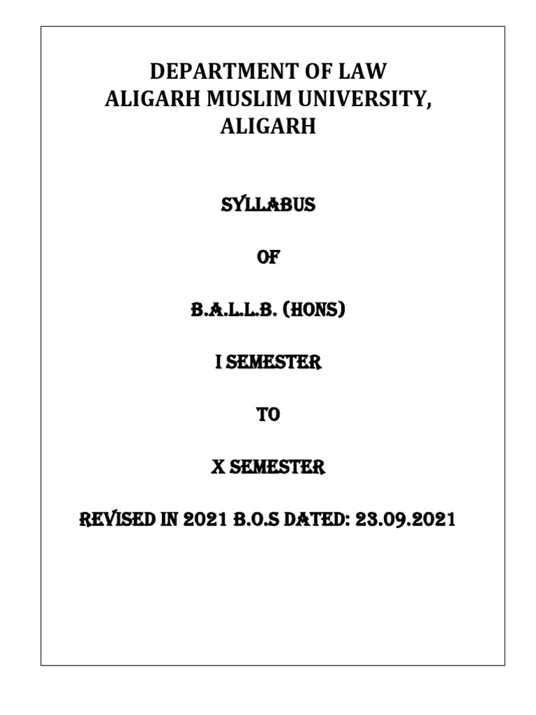 AMU B.A.LL.B. Syllabus Overview | PDF | Reading Comprehension | Sociology