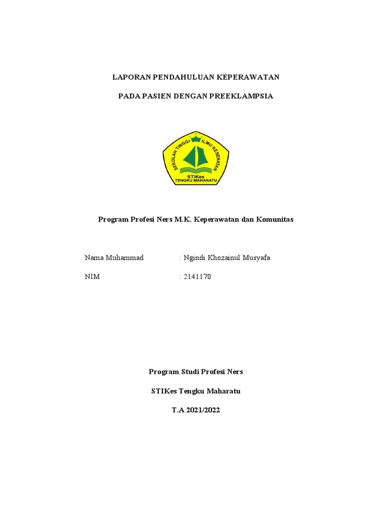 Laporan Pendahuluan Keperawatan Preeklampsia | PDF