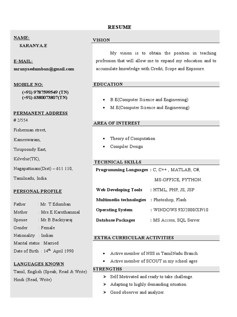 My Profile-Resume | PDF