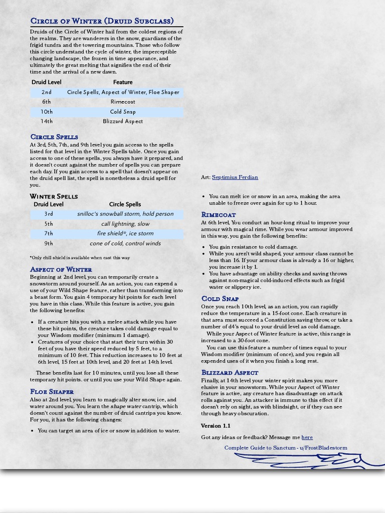 Druid Circle - Circle of Winter - GM Binder | PDF | Snow | Physical ...