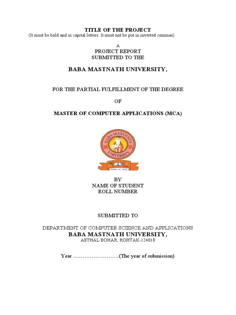 MCA Project Report Submission Guidelines | PDF | Technology & Engineering