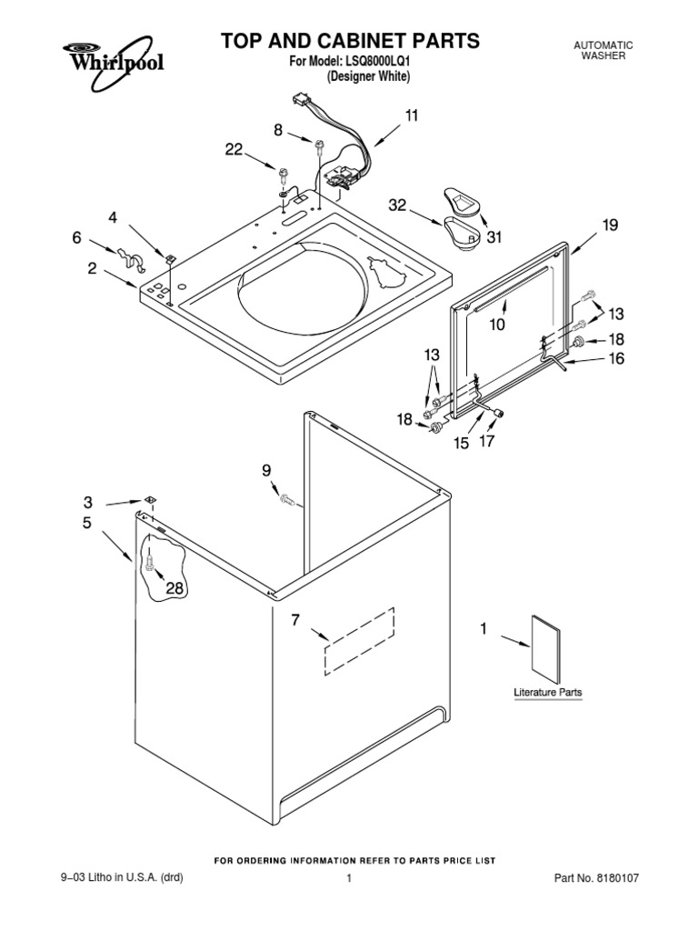 Repair Part List - 8180107 Model LSQ8000LQ1 | PDF