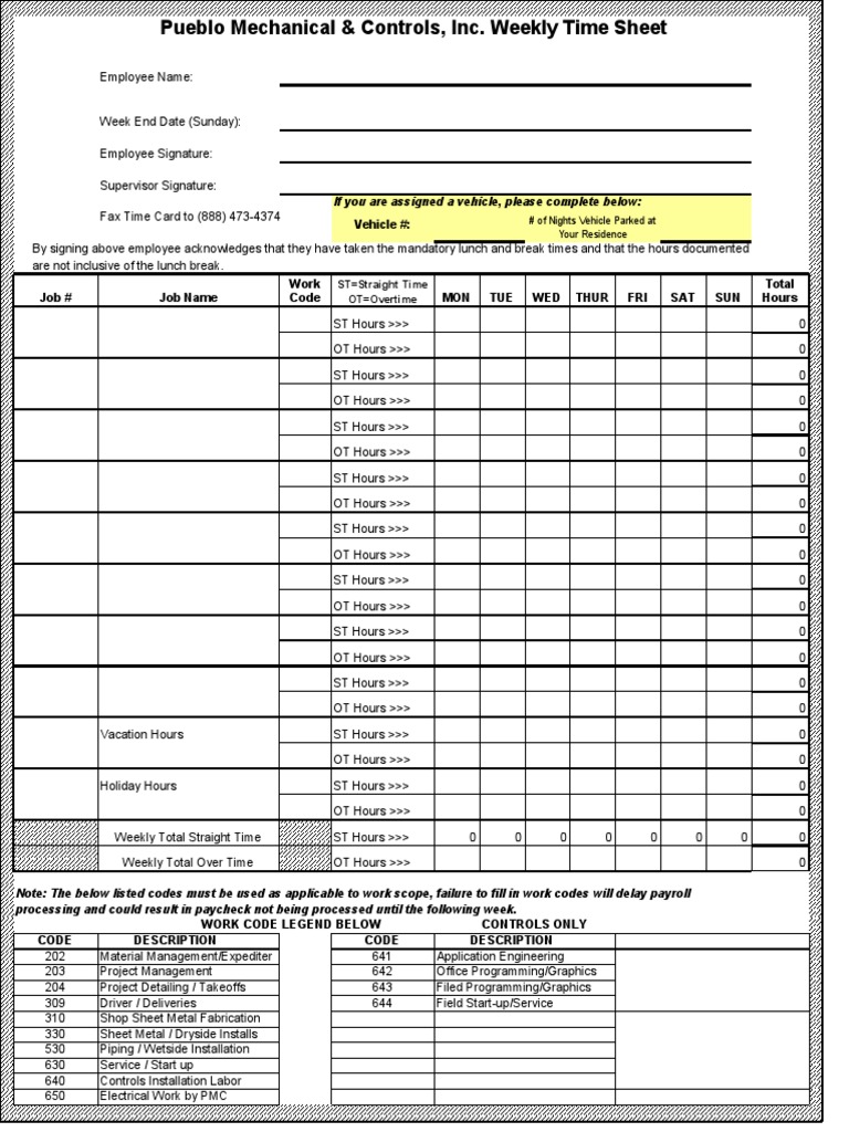 Detailed weekly timesheet | PDF | Payroll | Labor