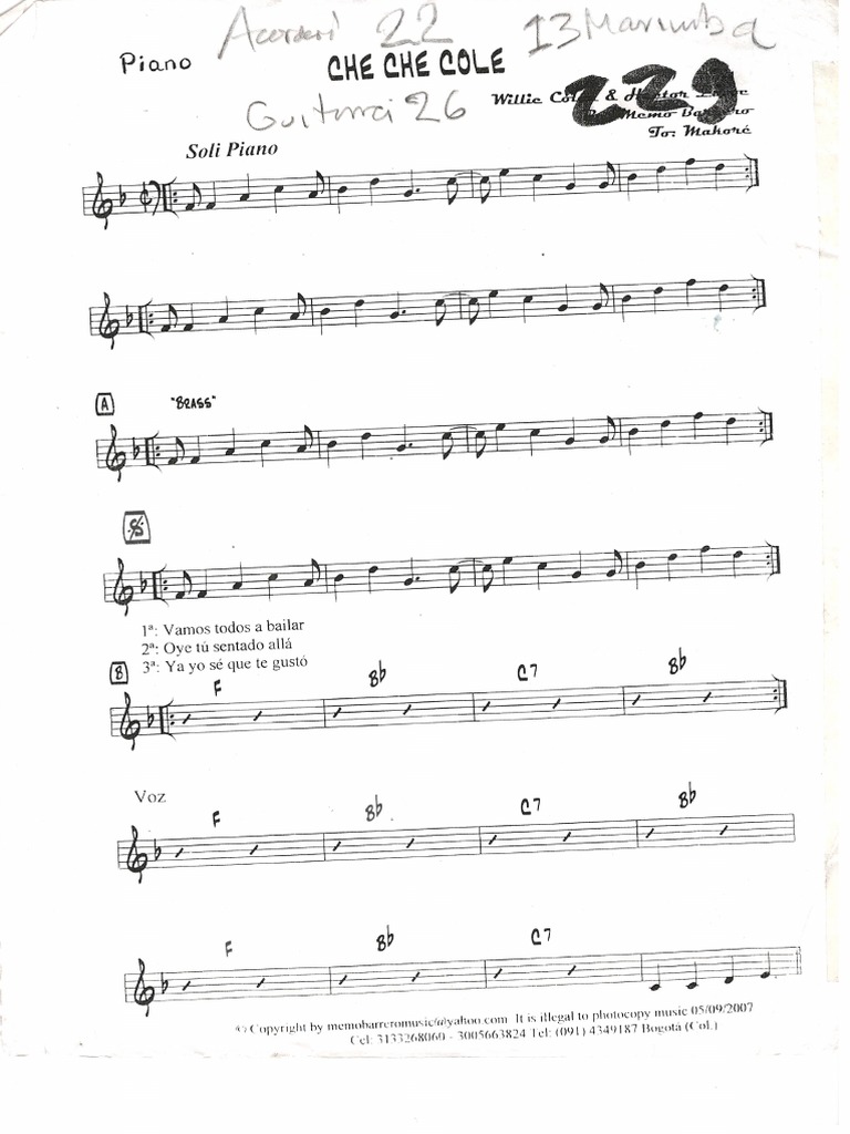 Che Che Cole Piano | PDF