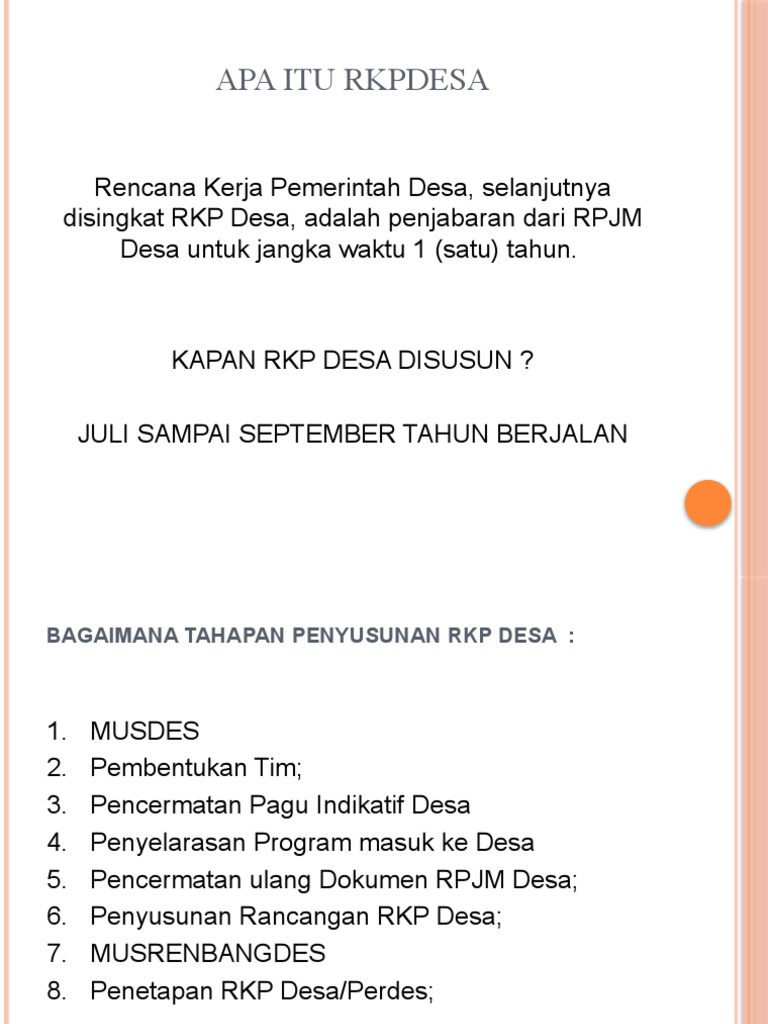 Panduan Penyusunan RKP Desa 2025 | PDF
