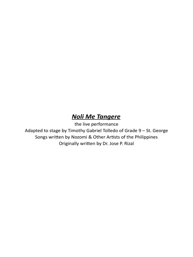 Noli Me Tangere Act One Script | PDF