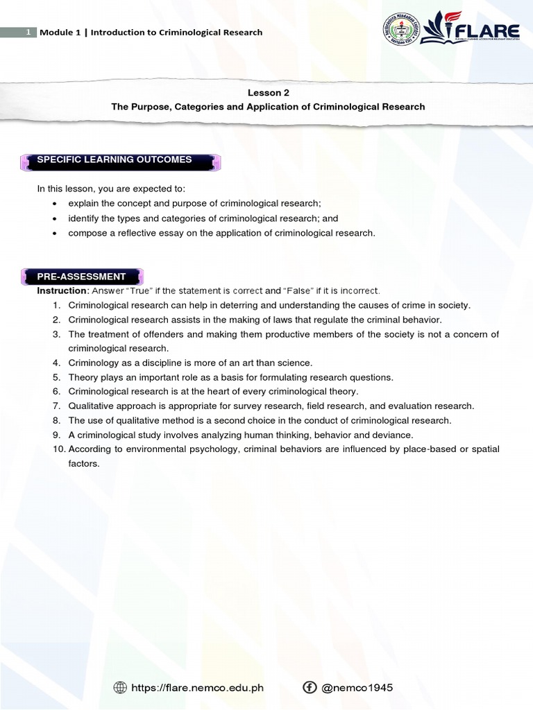 Module 1 - Introduction To Criminological Research | PDF | Criminology ...