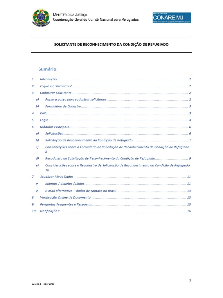 ManualdoSolicitante Versao2.Ago2020 2 | PDF | Refugiado | Nacionalidade