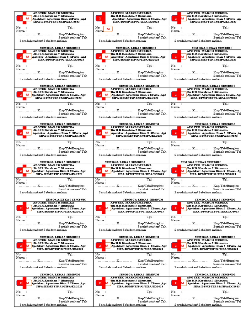 Etiket Putih 2M Banyak | PDF