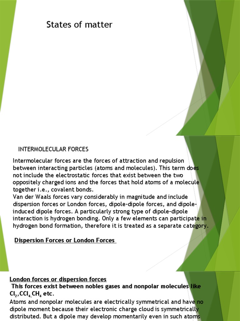 States of Matter Intermolecular Forces | PDF | Intermolecular Force ...