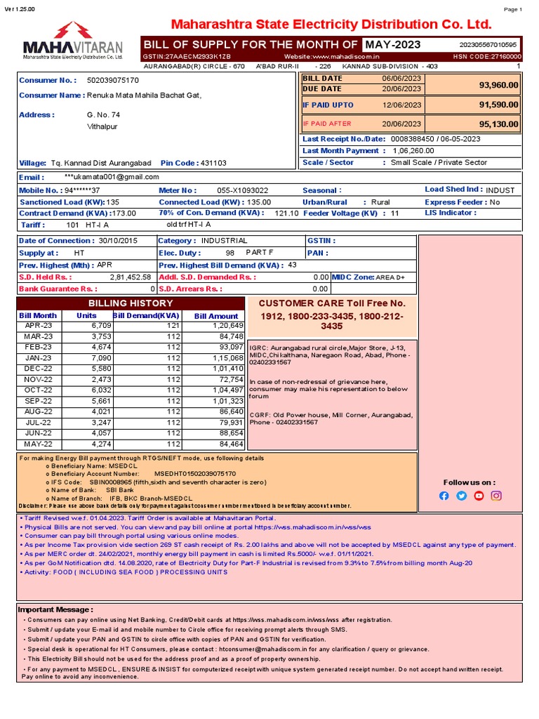 Bill 670 502039075170 202305 | PDF | Cheque | Payments