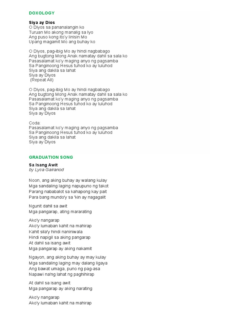 Grad Songs Sy 2022-2023 | PDF