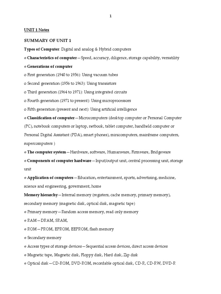 It Unit 1 Notes Pdf