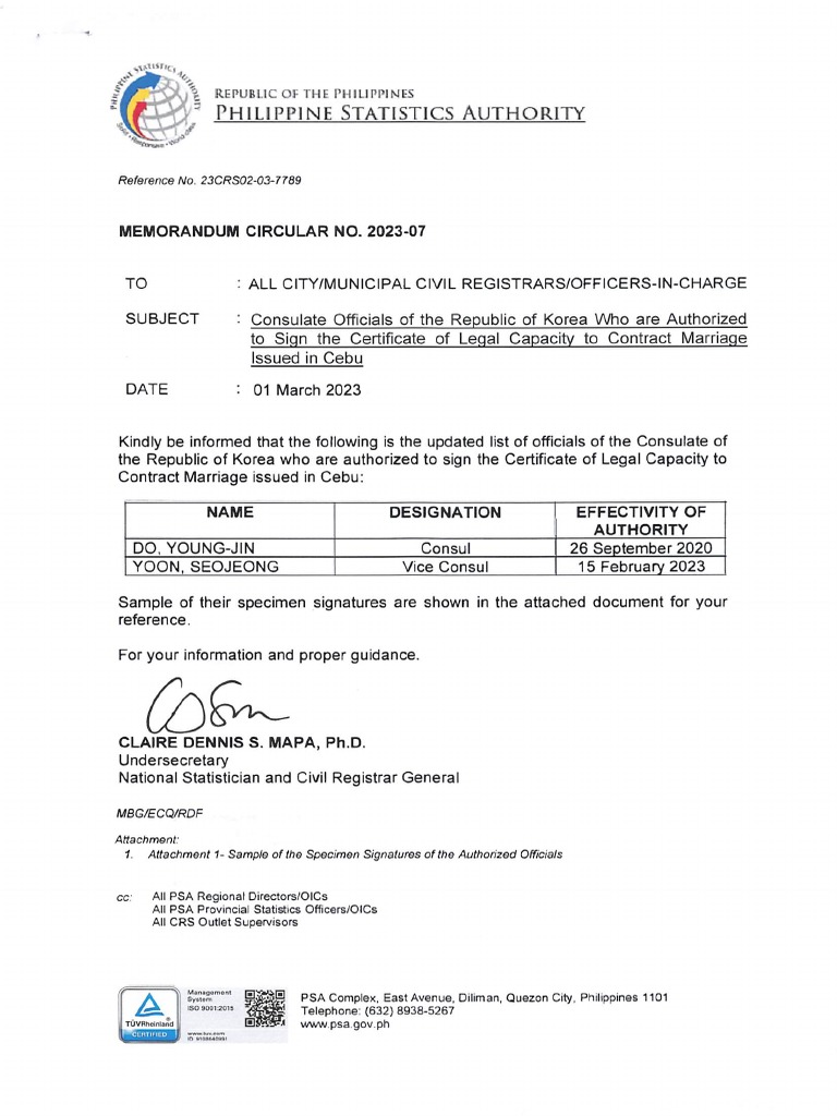 Psa MC No. 2023-07 | PDF